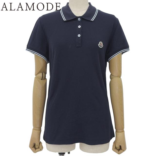 MONCLER(モンクレール) ロゴポロシャツ ポロシャツ 2019年 半袖 トップス アパレル ファッション ロゴワッペン XL コットン ネイビー紺 ホワイト白 レッド赤 F10938A70200 レディース 40802158571【中古】【アラモード】