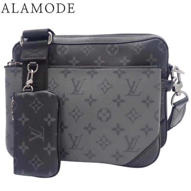 LOUIS VUITTON(ルイ・ヴィトン) モノグラム・エクリプス/モノグラム・エクリプスリバース トリオ･メッセンジャー ショルダーバッグ 肩掛け 斜め掛け クロスボディ ポシェット ブラック黒 グレー ガンメタル金具 M69443 メンズ 40802168170【中古】【アラモード】