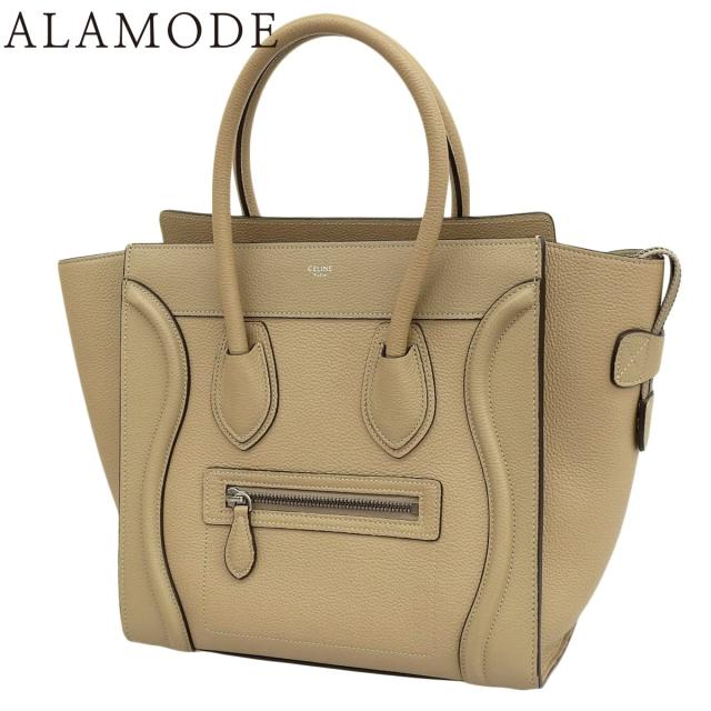 CELINE(セリーヌ) ラゲージ マイクロショッパー ハンドバッグ トートバッグ ドラムドカーフスキン ベージュ マットシルバー金具 189793DRU.03UN レディース 40802162778【中古】【アラモード】