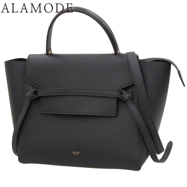 CELINE(セリーヌ) ベルトバッグ ミニ ハンドバッグ 2WAY ショルダー 肩掛け トート ワンハンドル グレインドカーフスキン ブラック黒 ゴールド金具 189103ZVA.38NO レディース 40802162779【中古】【アラモード】