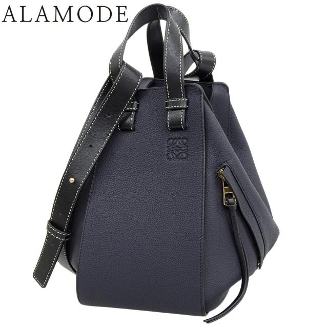 LOEWE(ロエベ) Hammock ハンモック スモールバッグ ハンドバッグ 2WAY ショルダー 肩掛け カーフ ネイビー紺 ブラック黒 ゴールド金具 38712KBN60 レディース 40802163440【中古】【アラモード】