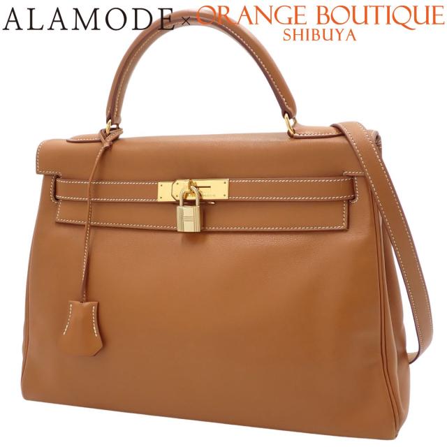 HERMES(エルメス) ケリー32 (内縫い) ゴールド ブラウン茶 ヴォーガリバー ゴールド金具 □B刻印 ハンドバッグ 2WAY ショルダー 肩掛け レディース 40802168633【中古】【アラモード】