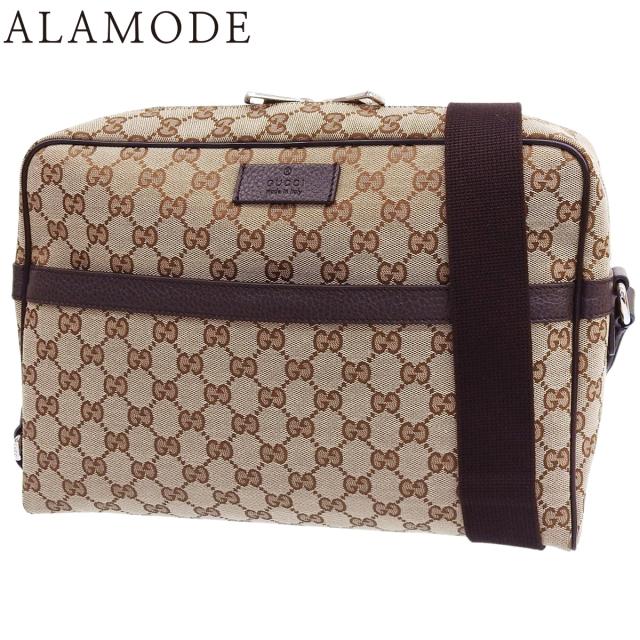 GUCCI(グッチ) GGキャンバス ショルダーバッグ 肩掛け 斜め掛け GGキャンバス ベージュ ブラウン茶 シルバー金具 449173 レディース 40802164058【中古】【アラモード】