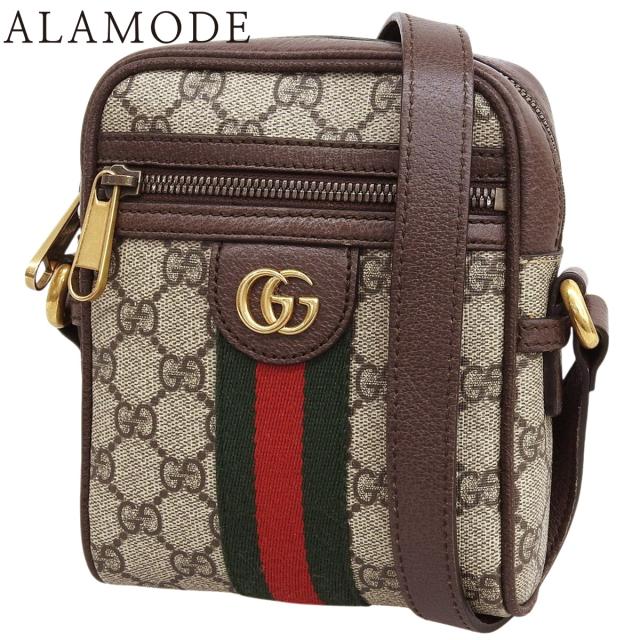 GUCCI(グッチ) オフィディア ミニ メッセンジャーバッグ ショルダーバッグ 斜め掛け 肩掛け ダブルG シェリーライン GGスプリームキャンバス レザー ベージュ ブラウン茶 グリーン緑 レッド赤 ゴールド金具 598127 レディース 40802164063【中古】【アラモード】