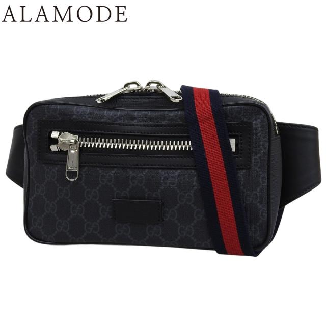 GUCCI(グッチ) GGスプリーム ボディバッグ ウエストバッグ/ボディバッグ ショルダー GGスプリームキャンバス レザー ネイビー紺 レッド赤 ブラック黒 グレー シルバー金具 474293 メンズ 40802164959【中古】【アラモード】