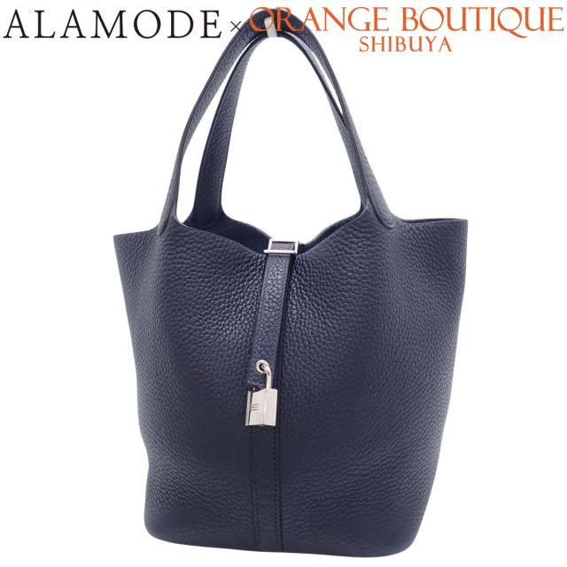 HERMES(エルメス) ピコタンロックMM ブルーインディゴ ネイビー紺 トリヨンクレマンス パラジウム金具 シルバー金具 D刻印 ハンドバッグ トートバッグ レディース 40802168847【アラモード】