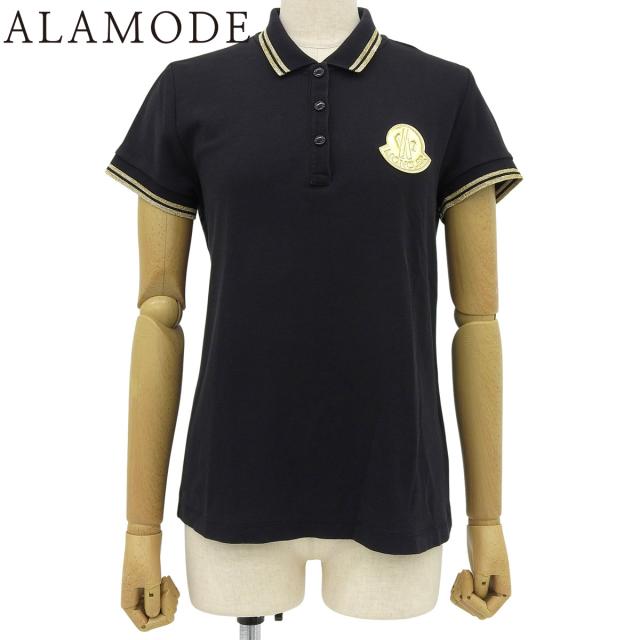 MONCLER(モンクレール) MAGLIA ポロシャツ ポロシャツ 2018年 アパレル ファッション 半袖 トップス M コットン ブラック黒 ゴールド金 レディース 40802165269【中古】【アラモード】