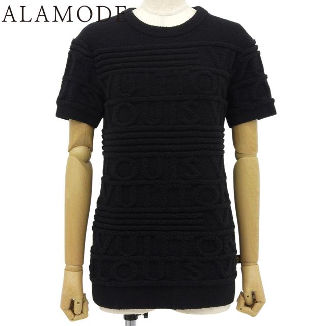 LOUIS VUITTON(ルイ・ヴィトン) エンボスモノグラム 半袖ニット ニット/セーター 2021年 RW212W アパレル ファッション トップス  M ウール ナイロン ブラック黒 レディース 40802165284【中古】【アラモード】