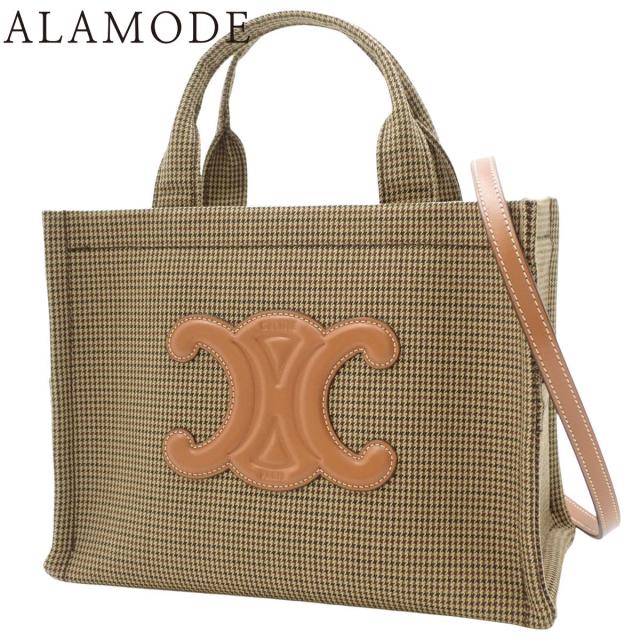 CELINE(セリーヌ) スモール カバ タイス トートバッグ 2WAY ショルダー 肩掛け 千鳥格子柄 カーフ テキスタイル マルチカーラー ブラウン茶 ベージュ ゴールド金具 199162FHZ.14ML レディース 40802168695【中古】【アラモード】
