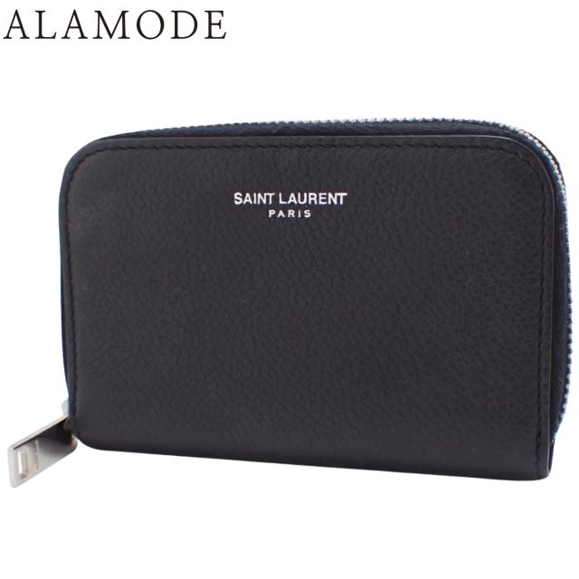 SAINT LAURENT PARIS(サンローランパリ) カードケース ケース 小物 ラウンドジップ ラウンドファスナー レザー ブラック黒 シルバー金具 504778 ユニセックス 40802169344【中古】【アラモード】