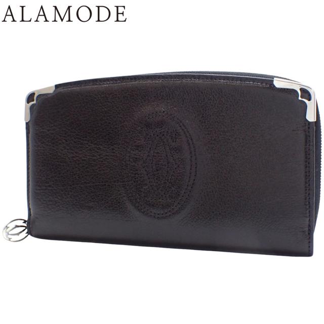 CARTIER(カルティエ) マルチェロ ドゥ カルティエ ラウンドファスナー 長財布 ロングウォレット ジップアラウンド 小物 レザー ブラック黒 シルバー金具 L3000915 レディース 40802168894【中古】【アラモード】