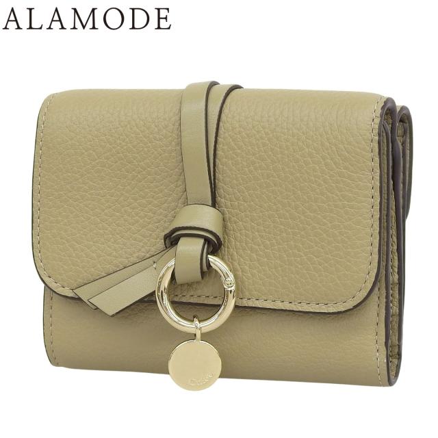 Chloe(クロエ) ミニ トリフォールド ウォレット コンパクトウォレット 三つ折り財布 3つ折り 小物 グレインレザー Pottery Green カーキ グリーン緑 ゴールド金具 CHC21WP718F57381 レディース 40802165211【中古】【アラモード】
