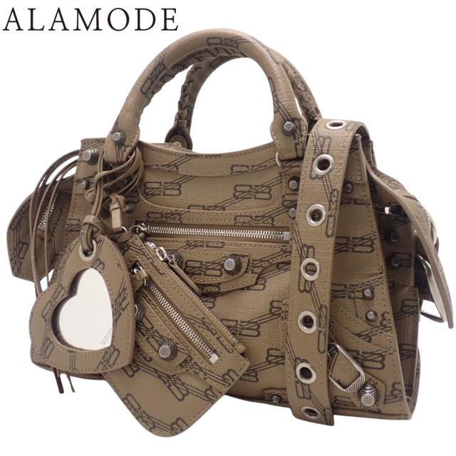 BALENCIAGA(バレンシアガ) ネオカゴールXS ハンドバッグ 2WAY ショルダー 肩掛け 斜め掛け BBロゴ PVC ブラウン茶 シルバー金具 700940 レディース 40802165448【中古】【アラモード】