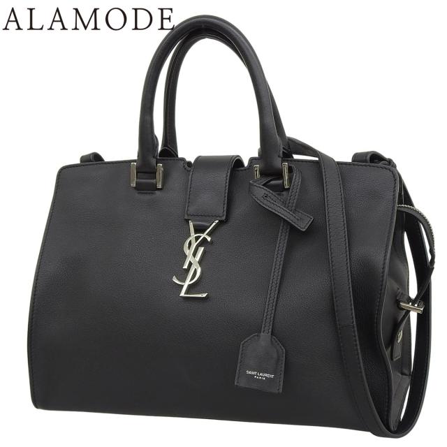 SAINT LAURENT PARIS(サンローランパリ) モノグラム カバス スモールバッグ ハンドバッグ 2WAY ショルダー 肩掛け カーフ ブラック黒 シルバー金具 424869 レディース 40802166095【中古】【アラモード】