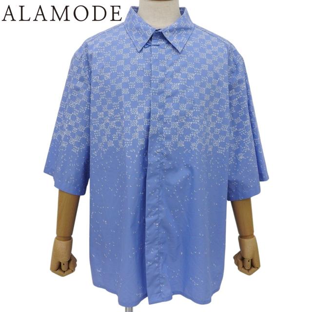 LOUIS VUITTON(ルイ・ヴィトン) ダミエ スプレッド半袖シャツ シャツ/ブラウス 2022年 RM222M トップス アパレル ファッション 5L コットン ポリアミド ライトブルー水色 メンズ 40802163307【中古】【アラモード】