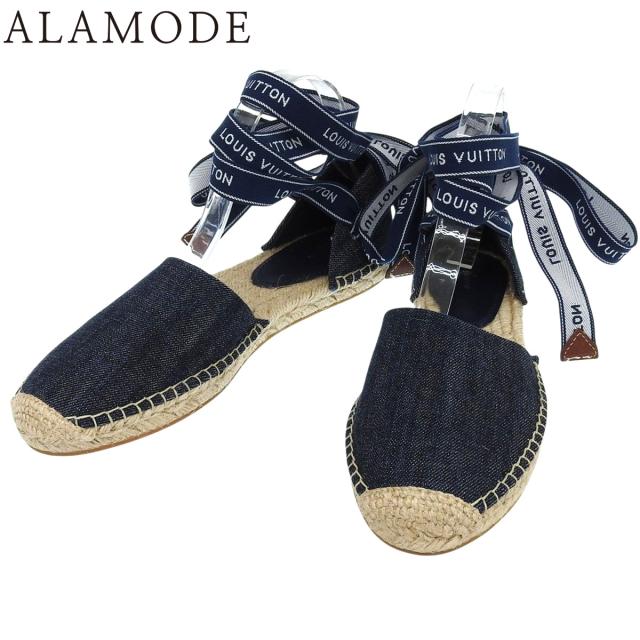 LOUIS VUITTON(ルイ・ヴィトン) エスパドリーユ フラットサンダル サンダル/ミュール アパレル 靴 くつ シューズ 38 キャンバス ブルー青 ベージュ レディース 40802165309【中古】【アラモード】