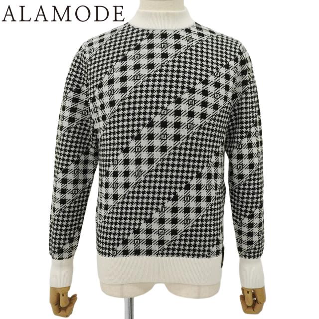 FENDI(フェンディ) 千鳥格子柄 ハイゲージニット ニット/セーター 2022年 アパレル ファッション 長袖 46 ウール ブラック黒 アイボリー FZX089 AL3Y メンズ 40802165337【中古】【アラモード】