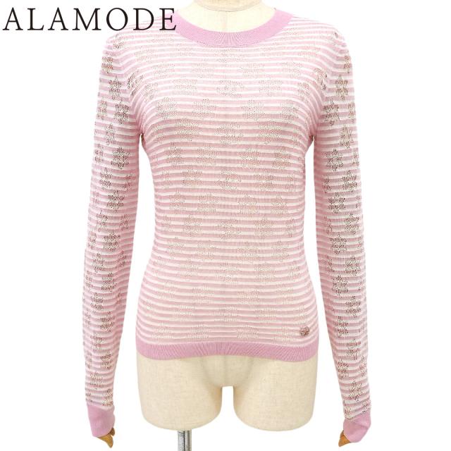 CHANEL(シャネル) ココマーク シースルーボーダーニット ニット/セーター P76 アパレル ファッション 花柄 長袖 34 ビスコース コットン ポリアミド エラスタン ピンク ホワイト白 レディース 40802166219【中古】【アラモード】