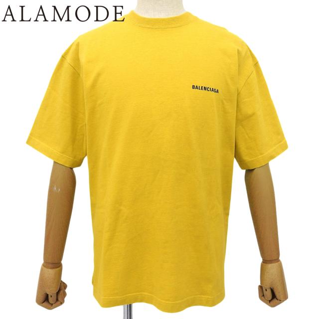 BALENCIAGA(バレンシアガ) ロゴ プリント Tシャツ Tシャツ 2021年 アパレル ファッション 半袖 トップス クルーネック M コットン イエロー黄 ブラック黒 メンズ 40802166859【中古】【アラモード】