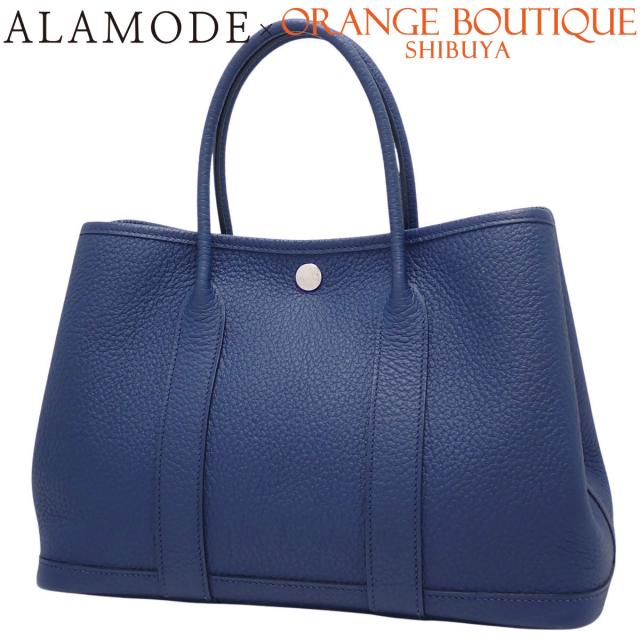 HERMES(エルメス) ガーデンパーティTPM ブルーサフィール ブルー青 ネゴンダ パラジウム金具 シルバー金具 C刻印 ハンドバッグ トートバッグ レディース 40802171147【中古】【アラモード】
