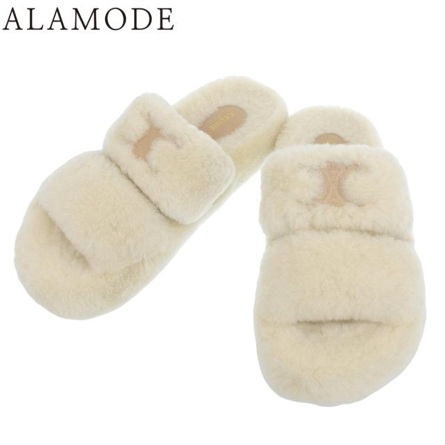 CELINE(セリーヌ) トリオンフ スライド ファー サンダル サンダル/ミュール アパレル ファッション 靴 くつ シューズ 39 シアリング アイボリー ベージュ レディース 40802163318【中古】【アラモード】