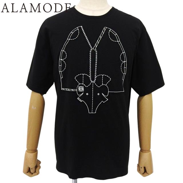 LOEWE(ロエベ) アナグラム エレファント Tシャツ Tシャツ アパレル ファッション 半袖 トップス ロゴ刺繍 M コットン ブラック黒 メンズ 40802166201【中古】【アラモード】