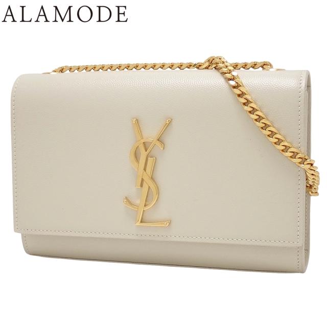 SAINT LAURENT PARIS(サンローランパリ) ケイト スモール ショルダーバッグ YSL ロゴ チェーンショルダーバッグ カーフ グレイン・ド・プードルレザー BLANC VINTAGE オフホワイトアイボリー ゴールド金具 469390 レディース 40802169854【中古】【アラモード】