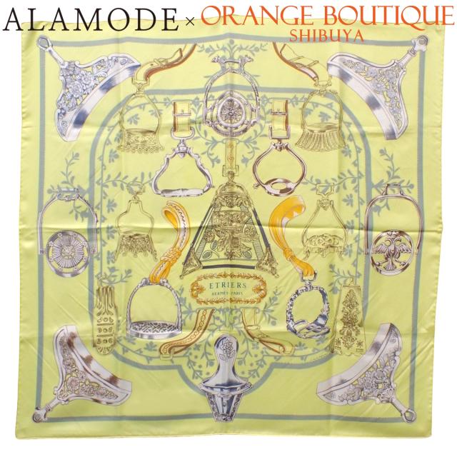HERMES(エルメス) ETRIERS カレ90 イエロー黄 シルク スカーフ 大判スカーフ ストール 馬具 レディース 40802171452【中古】【アラモード】