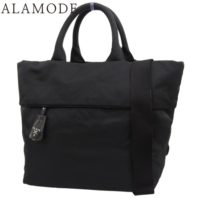 PRADA(プラダ) 2WAY リバーシブル トートバッグ トートバッグ ショルダー ショッピングバッグ 肩掛け 斜め掛け ナイロン NERO ネロ ブラック黒 シルバー金具 BR4521 レディース 40802165556【中古】【アラモード】