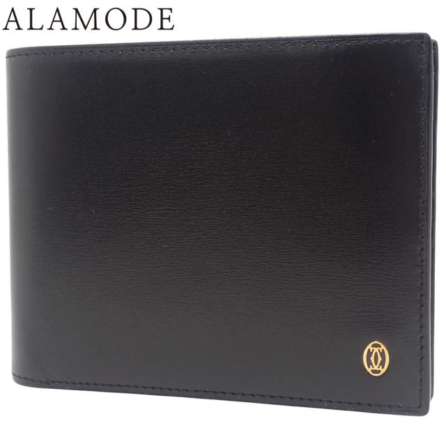 CARTIER(カルティエ) パシャ ドゥ カルティエ 二つ折り財布 コンパクトウォレット 札入れ 2つ折り 小物 レザー ブラック黒 ゴールド金具 L3000220 メンズ 40802170277【中古】【アラモード】