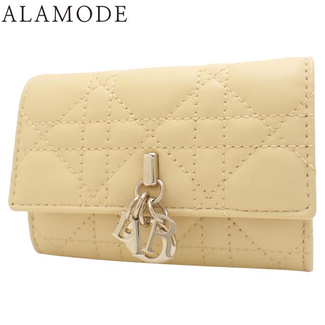 Christian Dior(クリスチャン・ディオール) カナージュ My Dior Glycine マイディオール グリシーヌ ウォレット ケース 小物 カードケース ミニウォレット 2つ折り 財布 ラムスキン ベージュ イエロー黄 S0966ONIW 40802171626【中古】【アラモード】