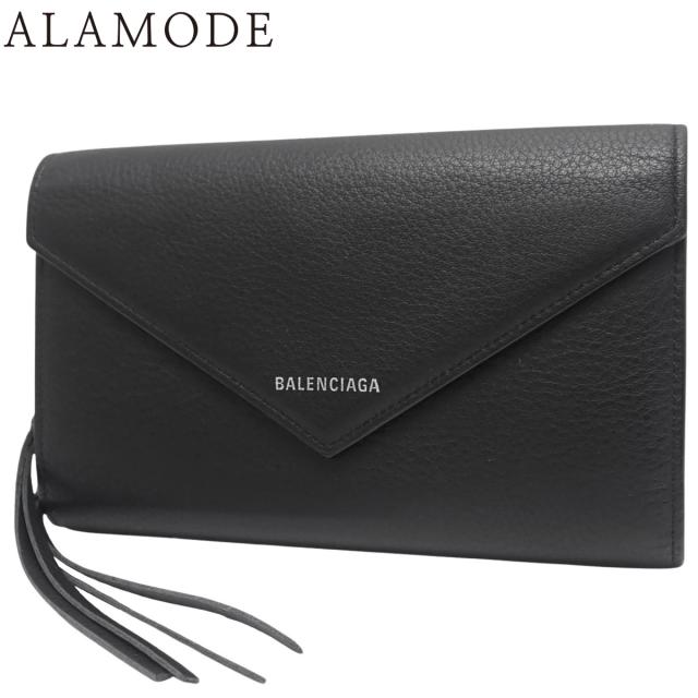 BALENCIAGA(バレンシアガ) ペーパーロングウォレット ロングウォレット マルチケース 長財布 小物 レザー ブラック黒 シルバー金具 371661 ユニセックス 40802170155【中古】【アラモード】