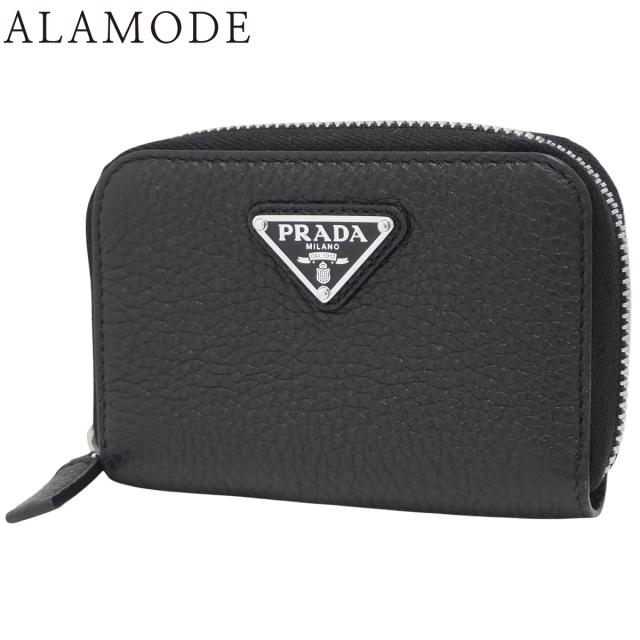 PRADA(プラダ) トライアングル ケース ケース 小物 コンパクトウォレット ミニウォレット ロゴ ヴィッテロダイノレザー NERO ネロ ブラック黒 シルバー金具 2MM003 レディース 40802170823【中古】【アラモード】