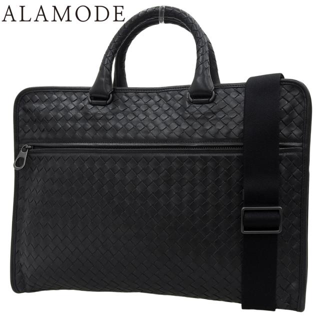 BOTTEGA VENETA(ボッテガ・ヴェネタ) イントレチャート ビジネスバッグ/ブリーフケース 書類カバン 通勤かばん 2way ショルダー カーフ ブラック黒 ガンメタル金具 516110 メンズ 40802165557【中古】【アラモード】