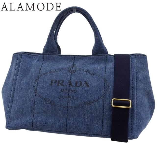 PRADA(プラダ) CANAPA カナパ ハンドバッグ 2WAY ショルダー 肩掛け 斜め掛け トート デニム ネイビー紺 ゴールド金具 1BG642 レディース 40802167204【中古】【アラモード】