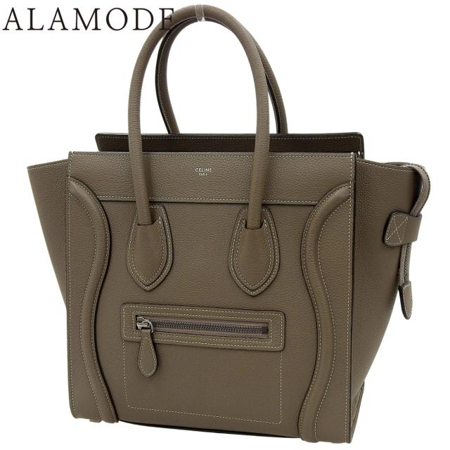 CELINE(セリーヌ) ラゲージ マイクロショッパー ハンドバッグ トートバッグ ドラムドカーフスキン スリ グレージュ マットシルバー金具 189793DRU.09SO レディース 40802169283【中古】【アラモード】