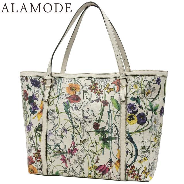 GUCCI(グッチ) ニースフローラ トートバッグ トートバッグ 肩掛け ハンドバッグ 2WAY 花柄 フラワー レザー ホワイト白 マルチカラー シャンパンゴールド金具 309613 レディース 40802169293【中古】【アラモード】