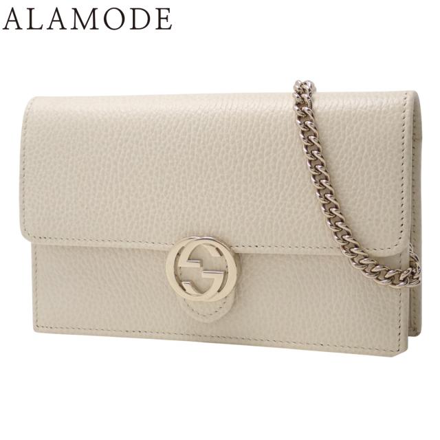 GUCCI(グッチ) インターロッキングG チェーンウォレット ロングウォレット ショルダー 肩掛け 斜め掛け クラッチ 長財布 レザー オフホワイトアイボリー ゴールド金具 615523 レディース 40802170784【中古】【アラモード】