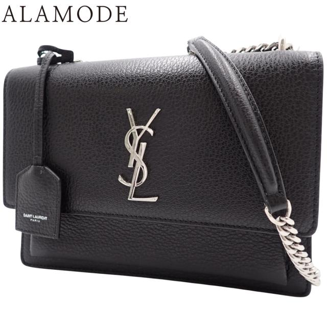 SAINT LAURENT PARIS(サンローランパリ) サンセット ミディアム ショルダーバッグ 2WAY 肩掛け 斜め掛け YSLロゴ レザー ブラック黒 シルバー金具 442906 レディース 40802169738【中古】【アラモード】
