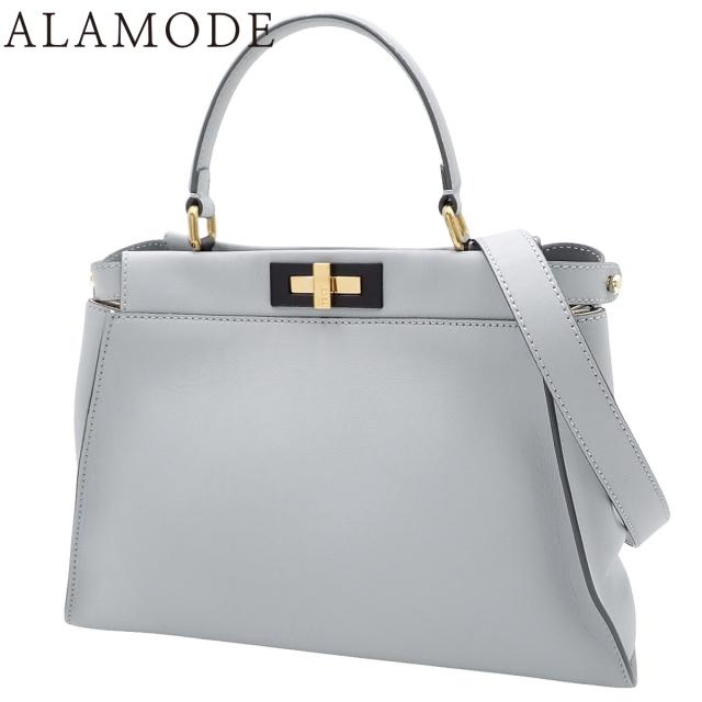 FENDI(フェンディ) ピーカブー レギュラー ハンドバッグ 2WAY ショルダー 肩掛け 斜め掛け レザー ライトブルー水色 ゴールド金具 8BN290 3ZN レディース 40802171334【中古】【アラモード】