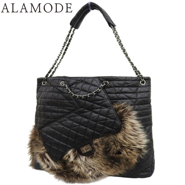 CHANEL(シャネル) マトラッセ/2.55 チェーン ワンショルダーバッグ ショルダーバッグ 肩掛け トートバッグ カーフ フェイクファー ブラック黒 シルバー金具 レディース 40802163335【中古】【アラモード】