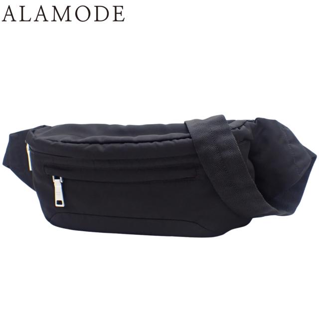 PRADA(プラダ) ウエストバッグ/ボディバッグ ウエストポーチ ショルダー ナイロン ブラック黒 シルバー金具 2VL008 ユニセックス 40802170421【中古】【アラモード】