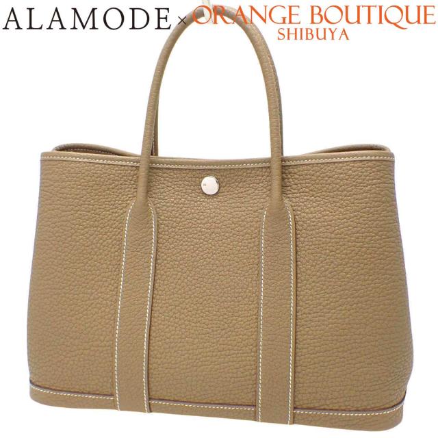 HERMES(エルメス) ガーデンパーティTPM エトゥープ/エトープ グレージュ ネゴンダ パラジウム金具 シルバー金具 B刻印 ハンドバッグ トートバッグ レディース 40802171486【中古】【アラモード】