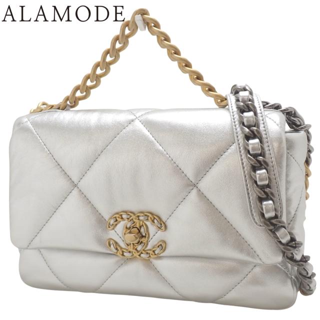 CHANEL(シャネル) シャネル19 ココマーク チェーンショルダーバッグ ショルダーバッグ 肩掛け ハンドバッグ 2WAY ラムスキン シルバー銀 シルバー金具 ゴールド金具 AS1160 レディース 40802172440【中古】【アラモード】