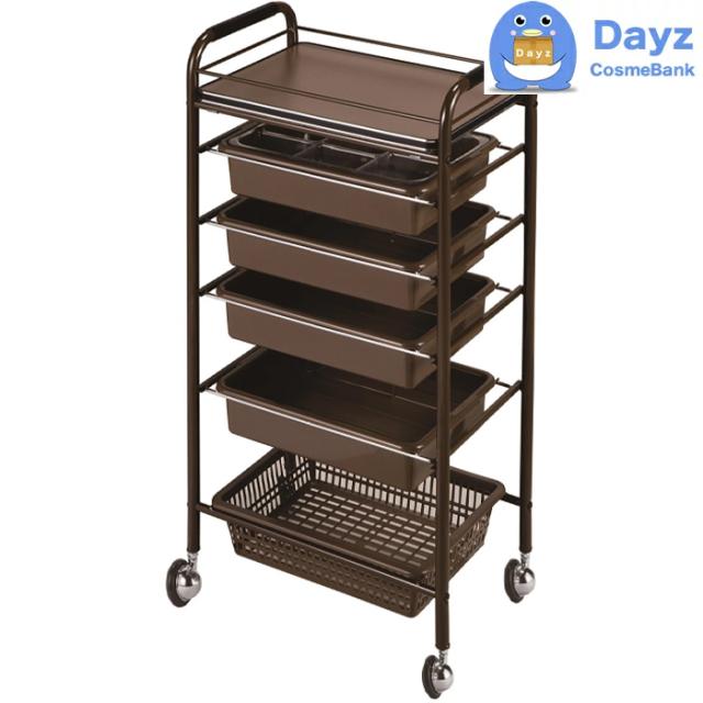 C-119 収納セット台　ブラウン　キャスター付き　｜　サロンワゴン　｜　メーカー直送品 納期要確認 / キャンセル・返品不可商品　｜　RB