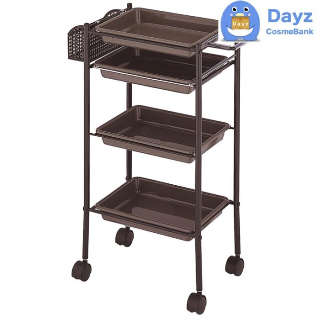 C-305 トレーワゴン　ブラウン　キャスター付き ドライヤーホルダー兼取手付き　｜　サロンワゴン　｜　メーカー直送品 納期要確認 / キャンセル・返品不可商品　｜　RB