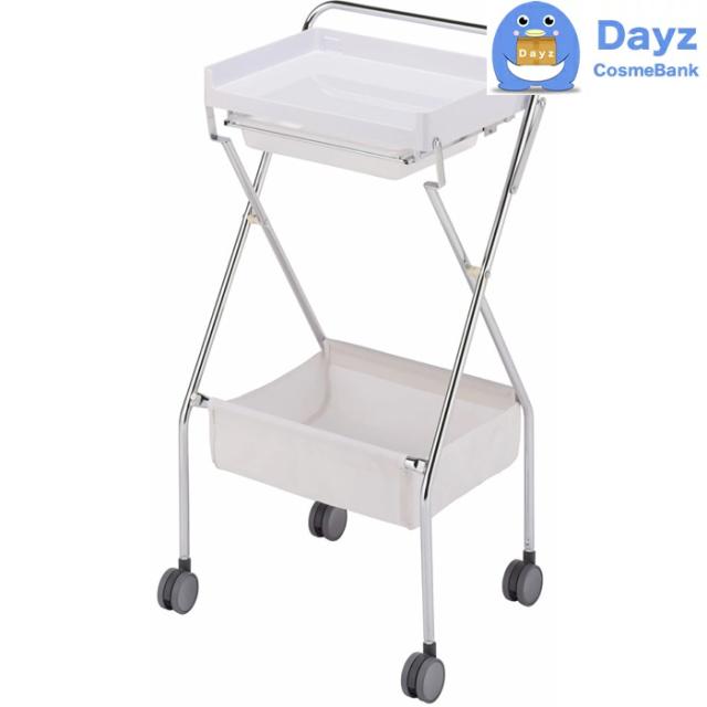 C-95 折りたたみワゴン　ホワイト　キャスター付き　｜　サロンワゴン　｜　メーカー直送品 納期要確認 / キャンセル・返品不可商品　｜　RB
