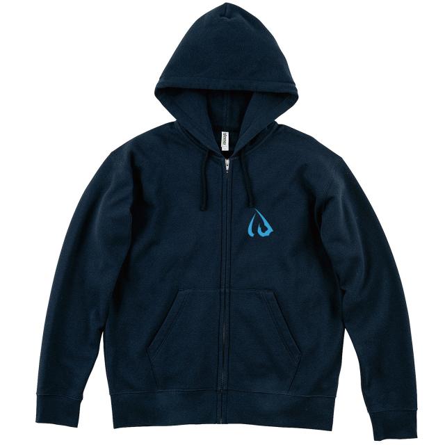 ID one (アイディーワン) ドライ裏フリースジップパーカー 10oz Are you happy? ホワイト / ブルー Blue / White ネイビー Navy