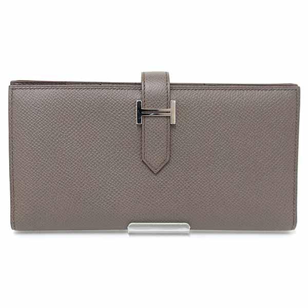 エルメス HERMES ベアンスフレ 長財布 エプソン Z刻印(2021年製) グリエタン シルバー金具 【中古】Sランク