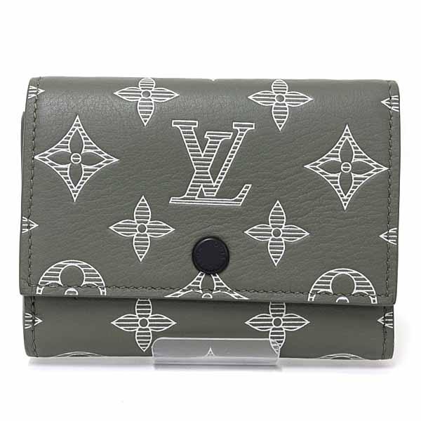 ルイ ヴィトン LOUIS VUITTON ヴィクター・ウォレット 三つ折り財布 モノグラム・シャドウ M13216 オリーブ グリーン 【中古】Sランク